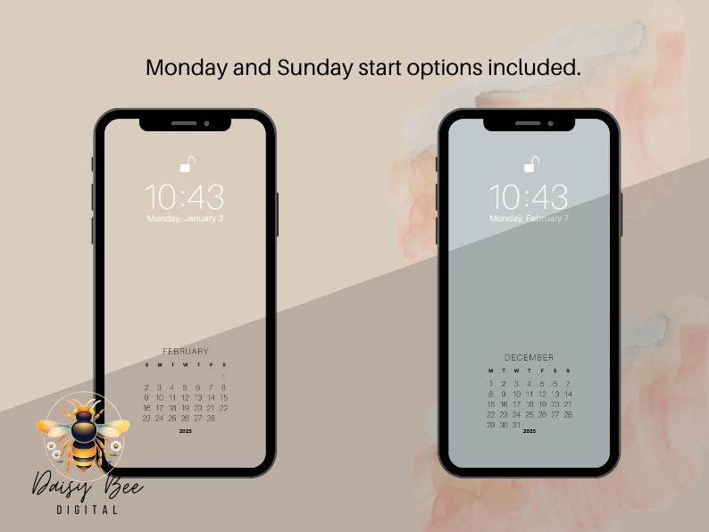 2025 Smartphone Calendar Wallpaper Neutral Calm iPhone Android Lock ...
