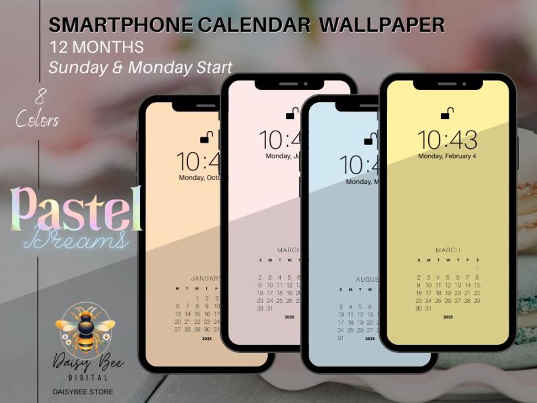 2025 Smartphone Calendar Wallpaper Pastel Dreams iPhone Android Lock ...