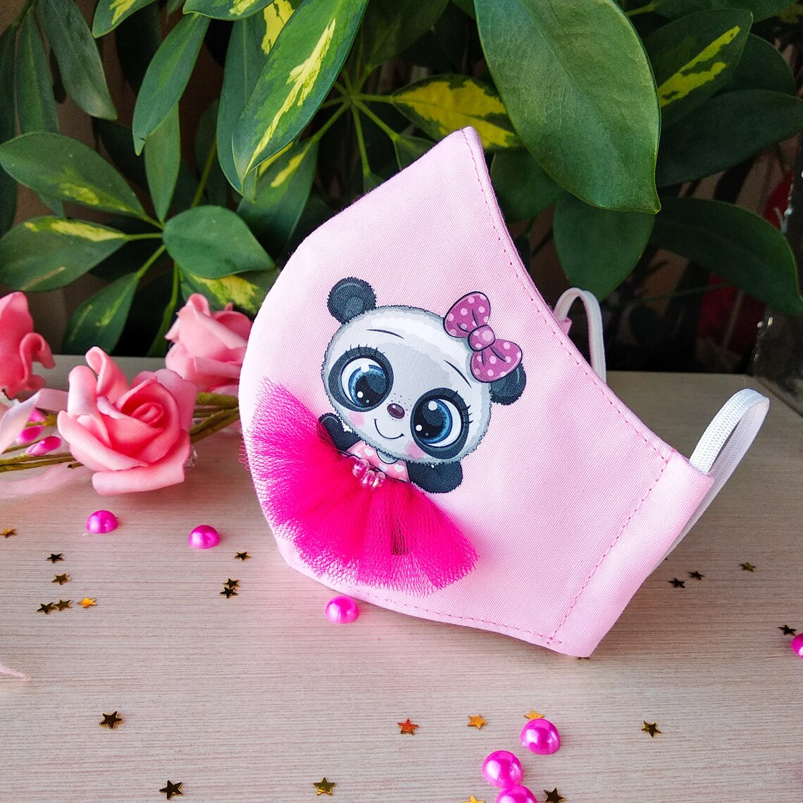 Panda Mask With Filter Pocket Panda Mask Kids Mask Cute | Etsy