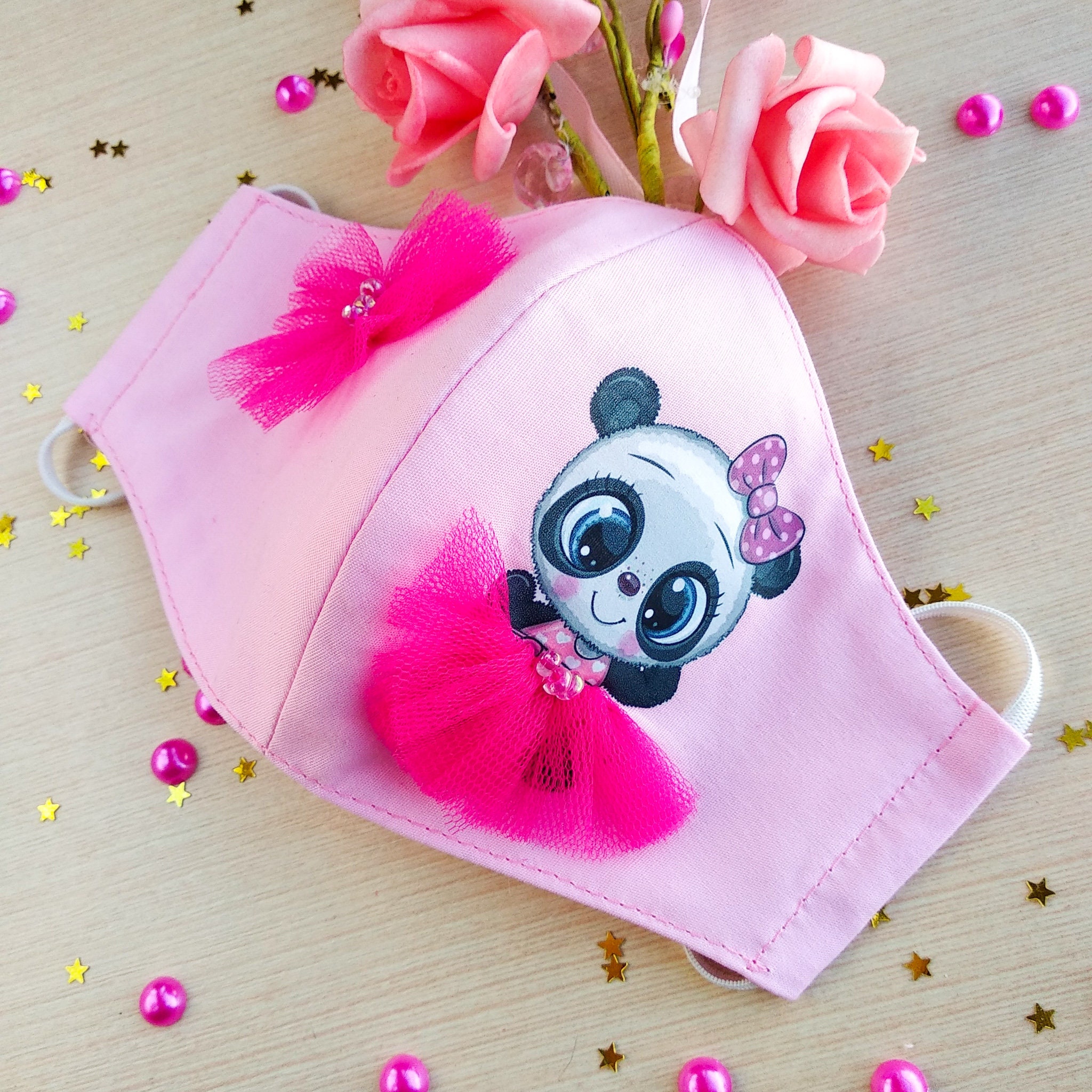 Panda Mask With Filter Pocket Panda Mask Kids Mask Cute | Etsy