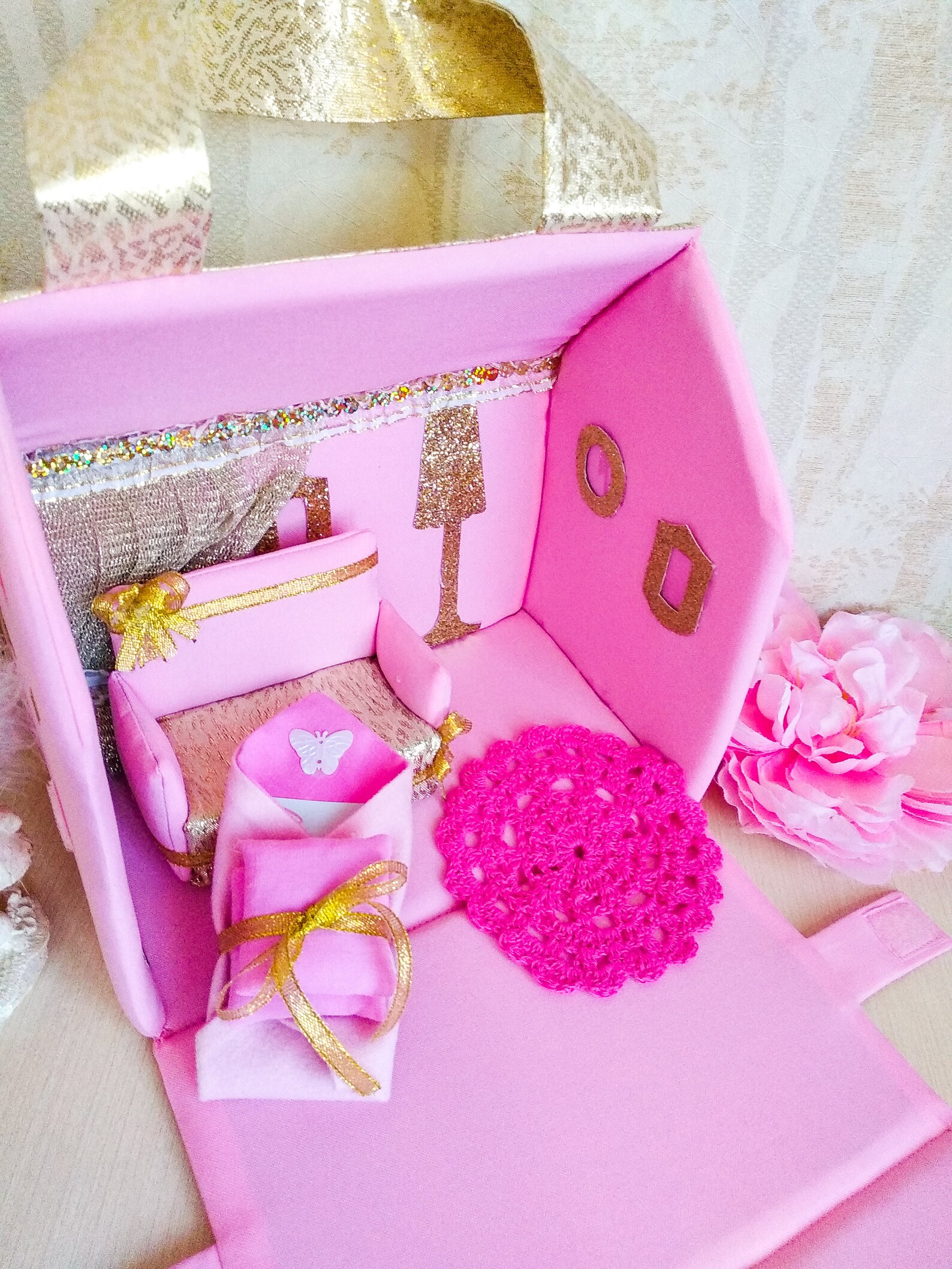 Fabric Doll House Portable Dollhouse Doll House Room Kids - Etsy