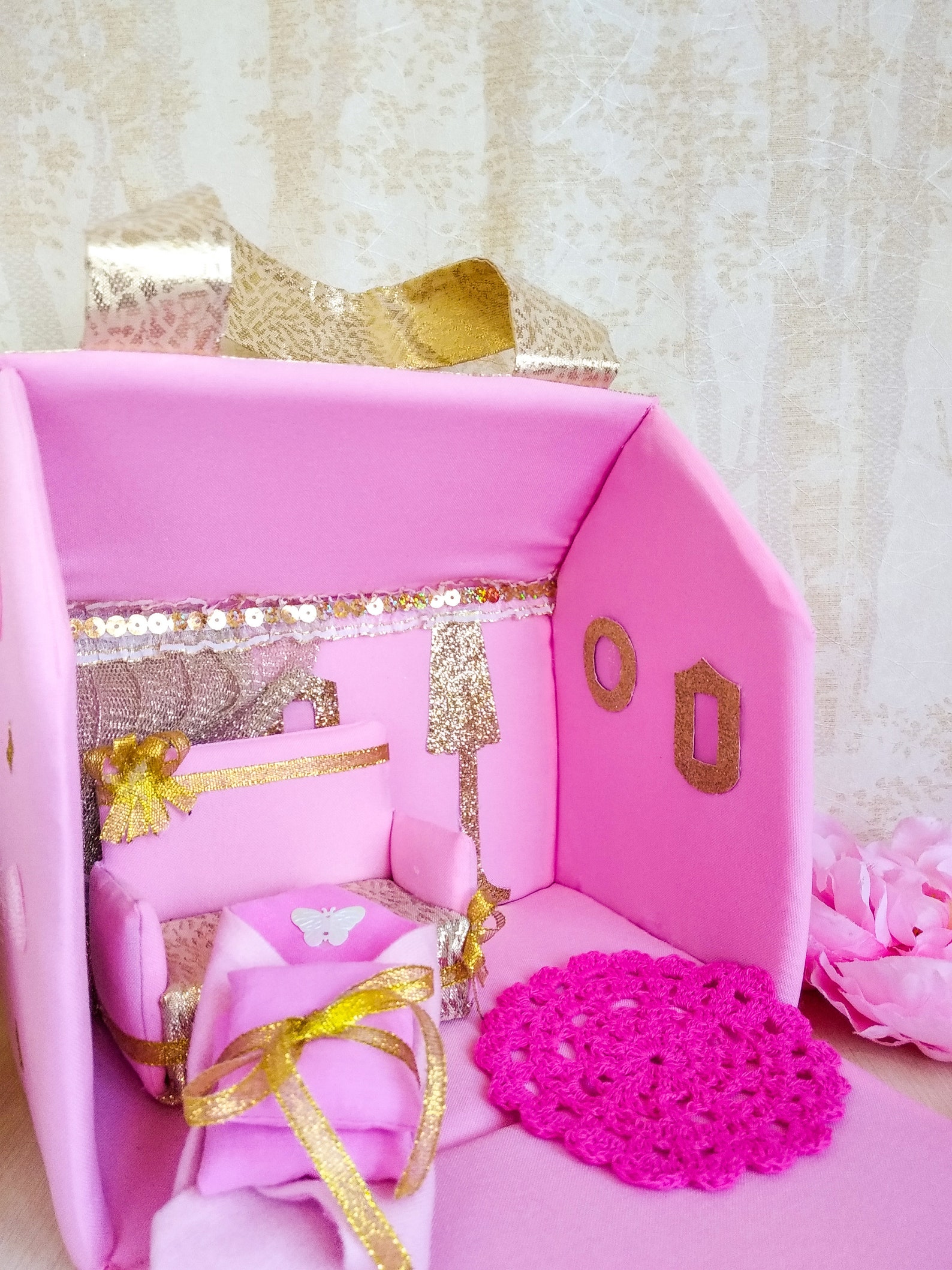 Fabric Doll House Portable Dollhouse Doll House Room Kids - Etsy