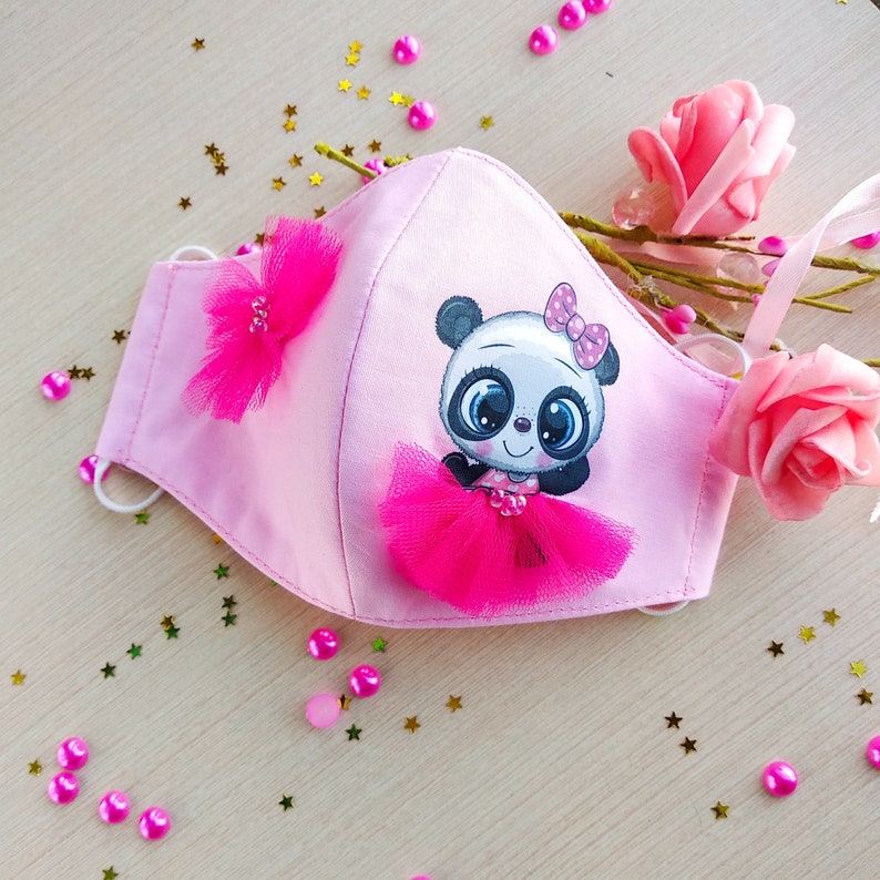 Panda Mask With Filter Pocket Panda Mask Kids Mask Cute | Etsy