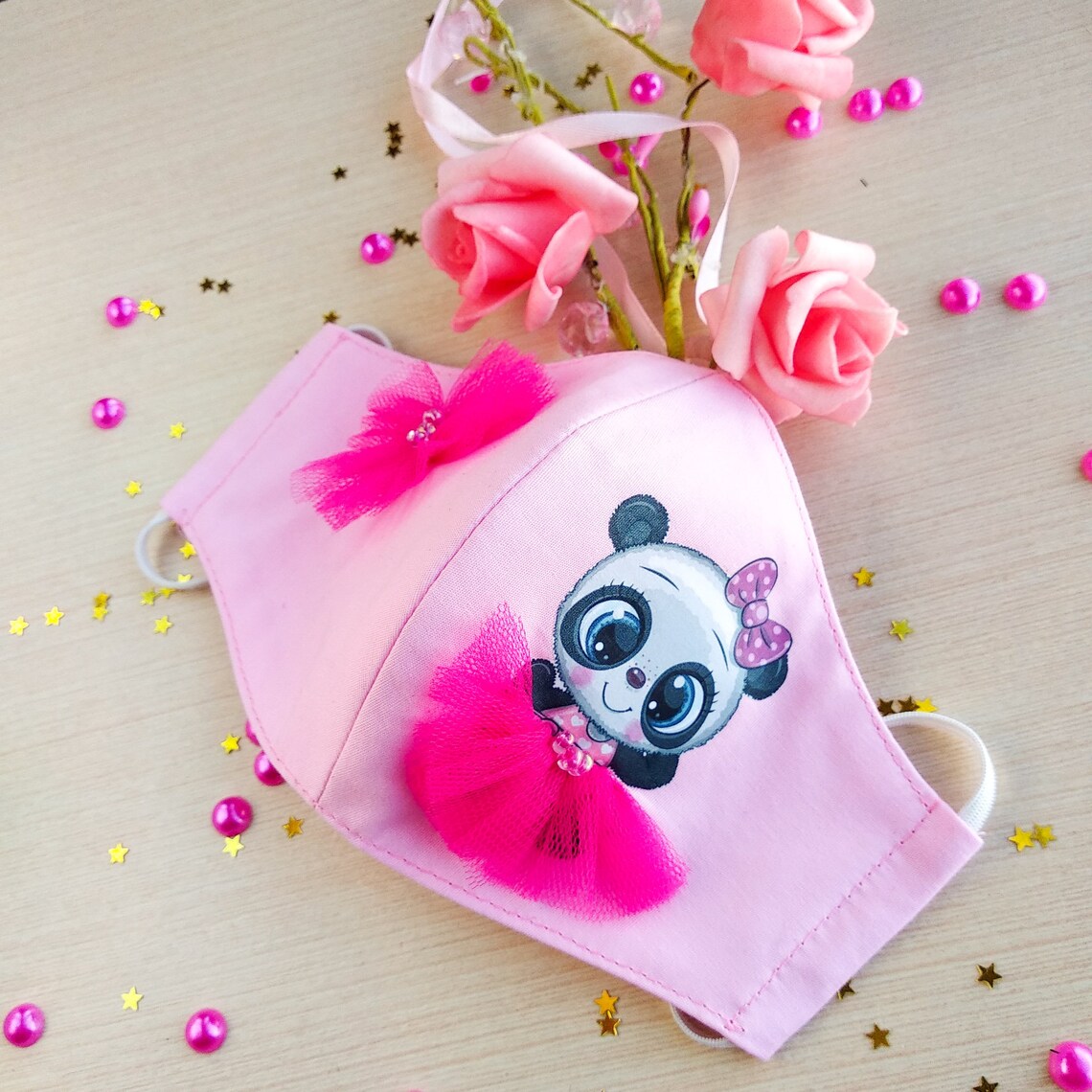 Panda Mask With Filter Pocket Panda Mask Kids Mask Cute | Etsy