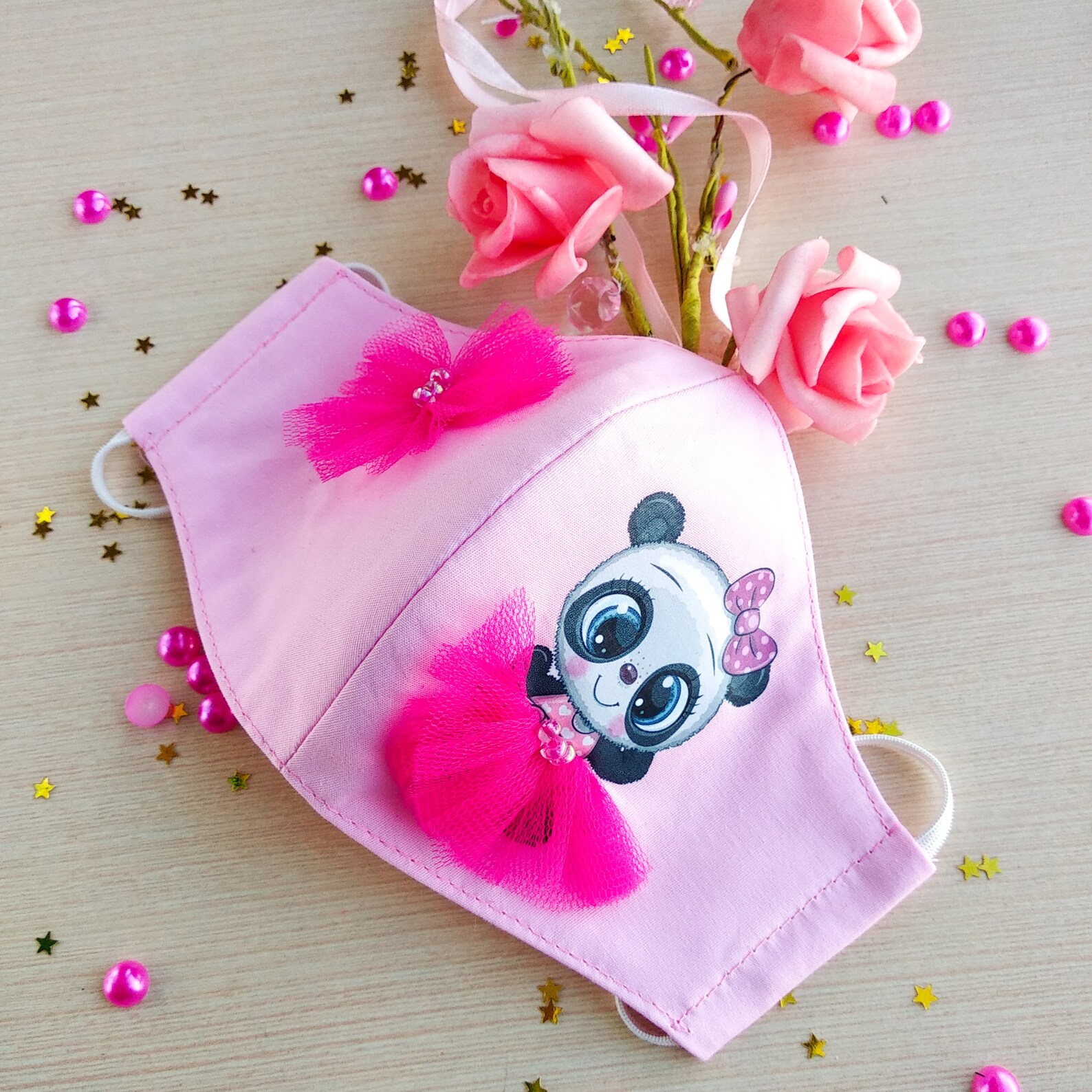 Panda Mask With Filter Pocket Panda Mask Kids Mask Cute | Etsy