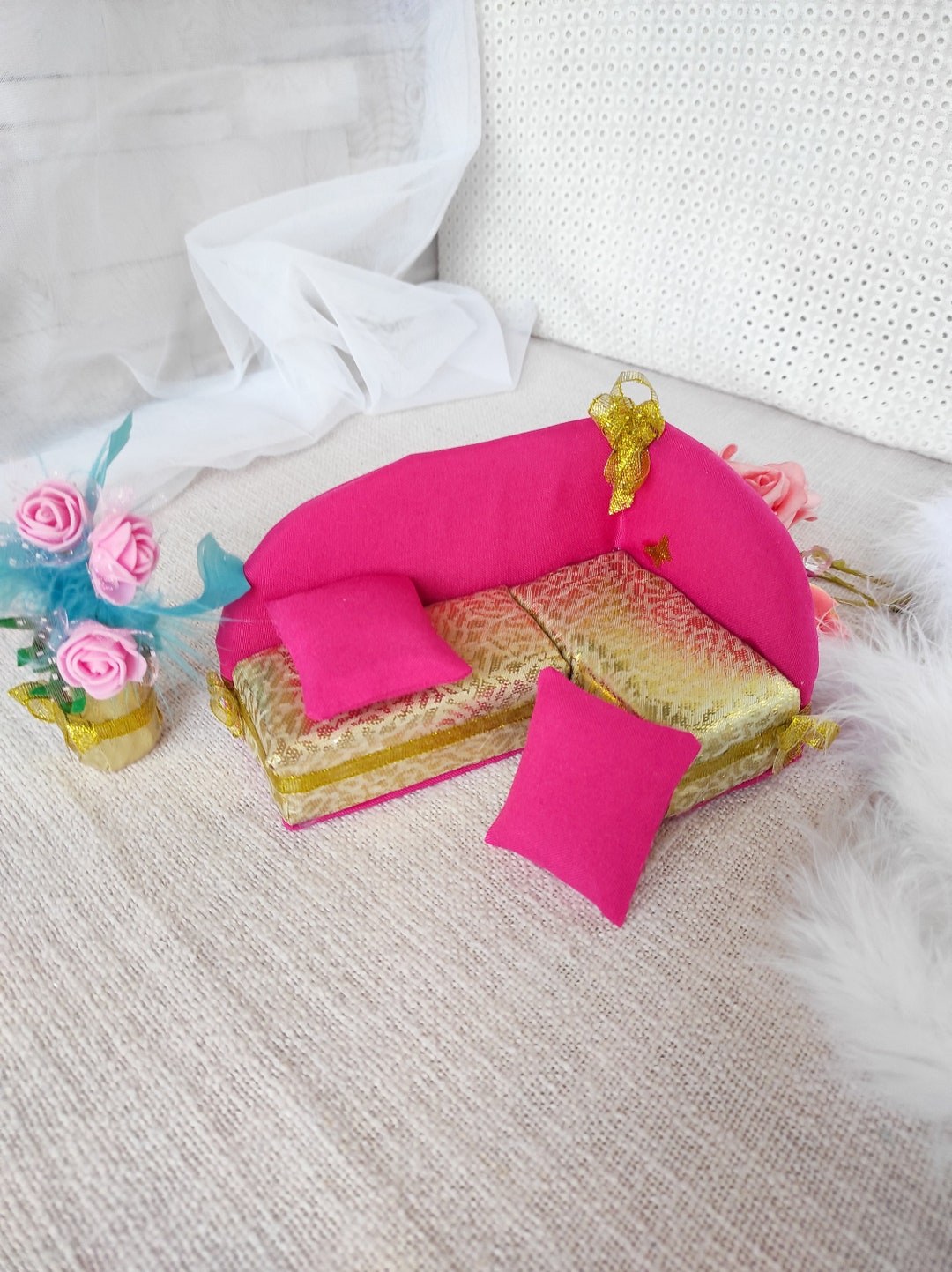 Dollhouse Miniature Sofa Set, Miniature Bedroom Furniture, Dollhouse ...