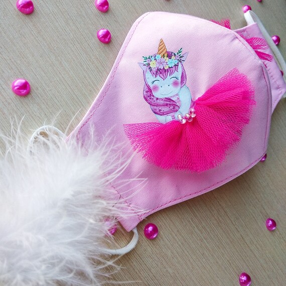 Kids Face Mask with filter pocket Unicorn Face Mask Toddler | Etsy