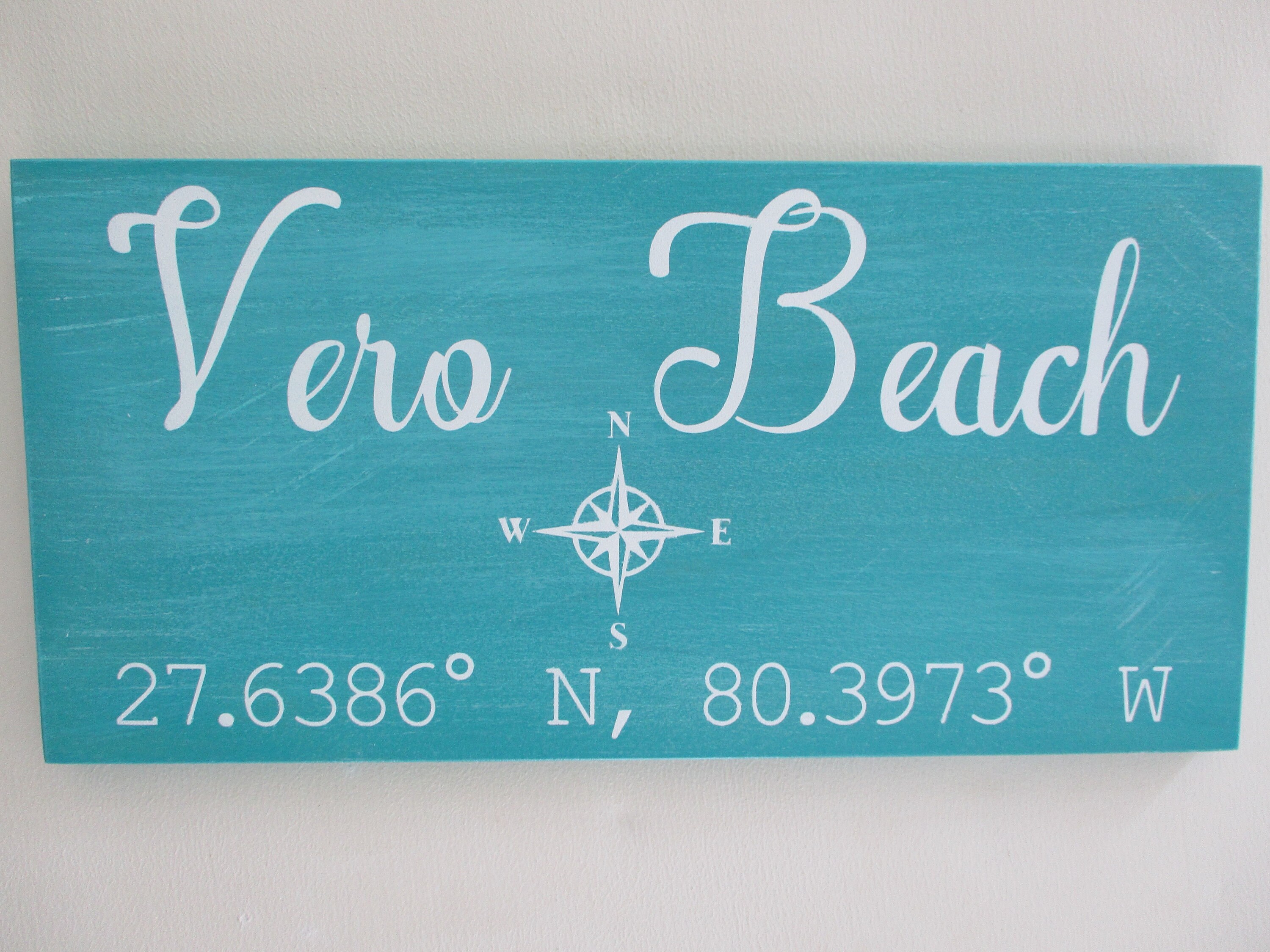 Coordinate Wood Sign –coastal Compass Wall Art – Custom Latitude ...