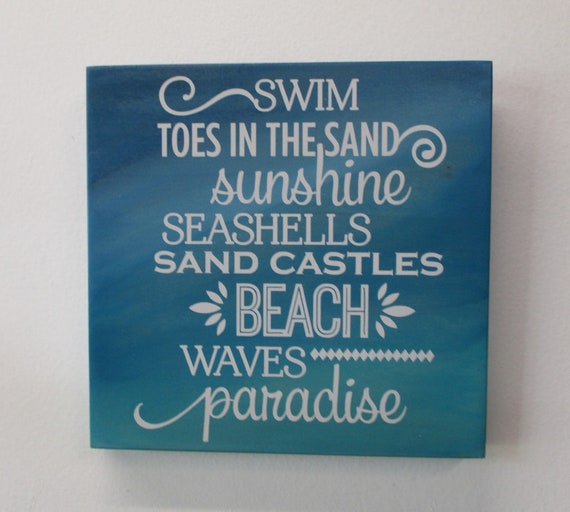 Beach Words Beach Living Wood Signs Coastal Sign | Etsy