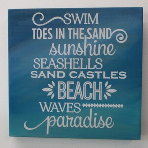 Beach Words Beach Living Wood Signs, Coastal Sign - Etsy