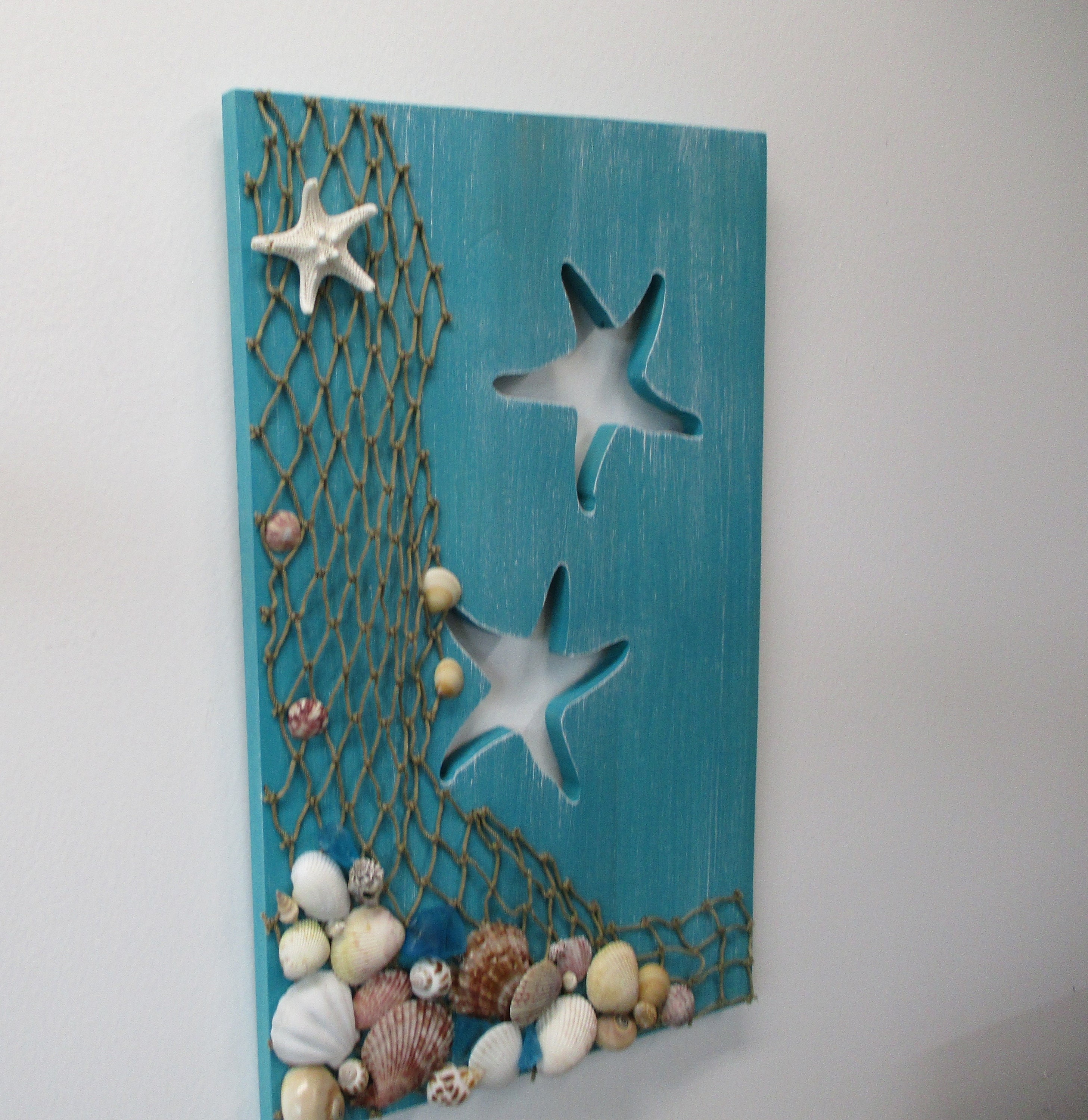 Coastal Starfish Wall Decor-under the Sea - Beach Wood Sign - Starfish ...