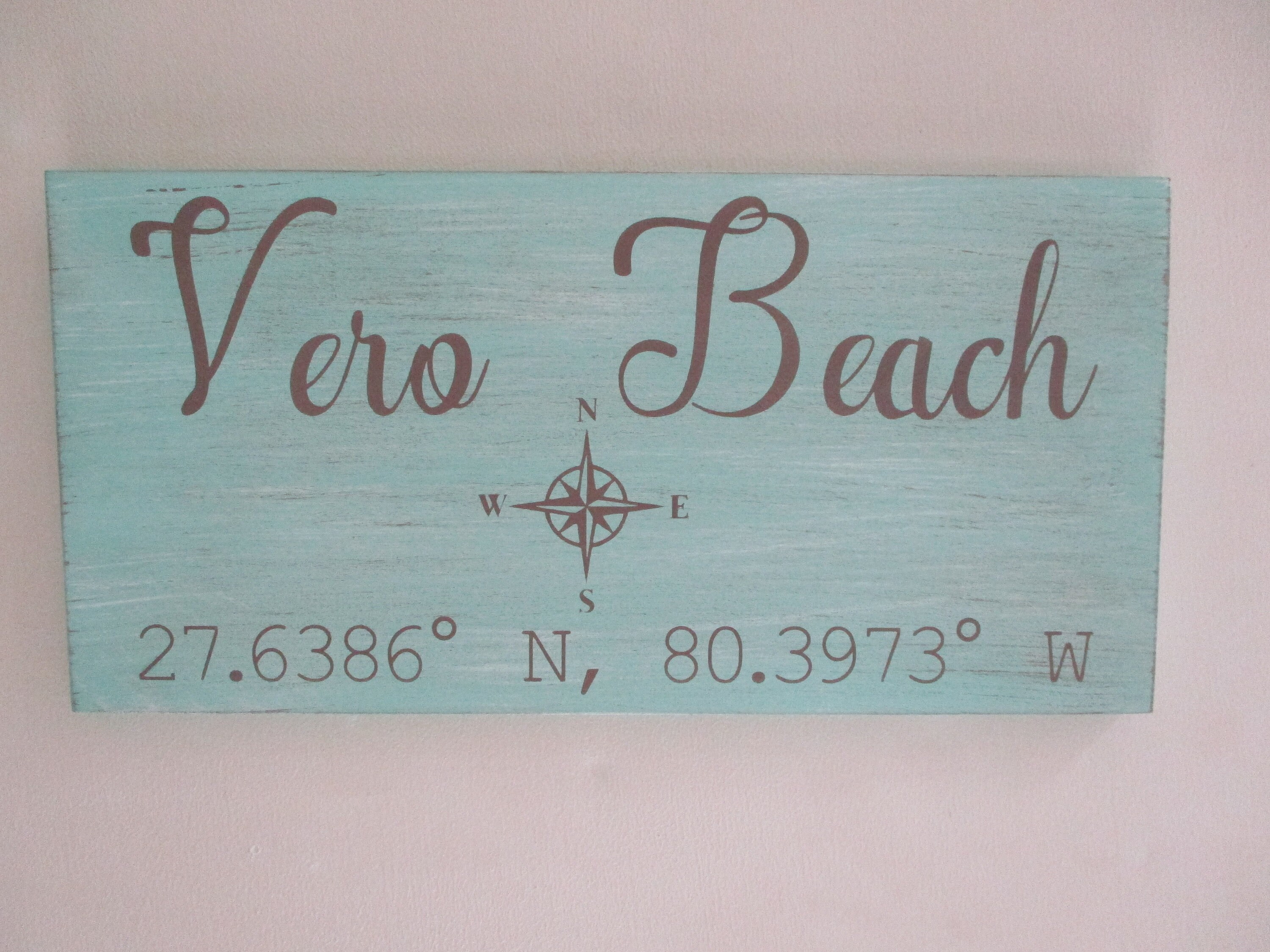 Coordinate Wood Sign –coastal Compass Wall Art – Custom Latitude ...