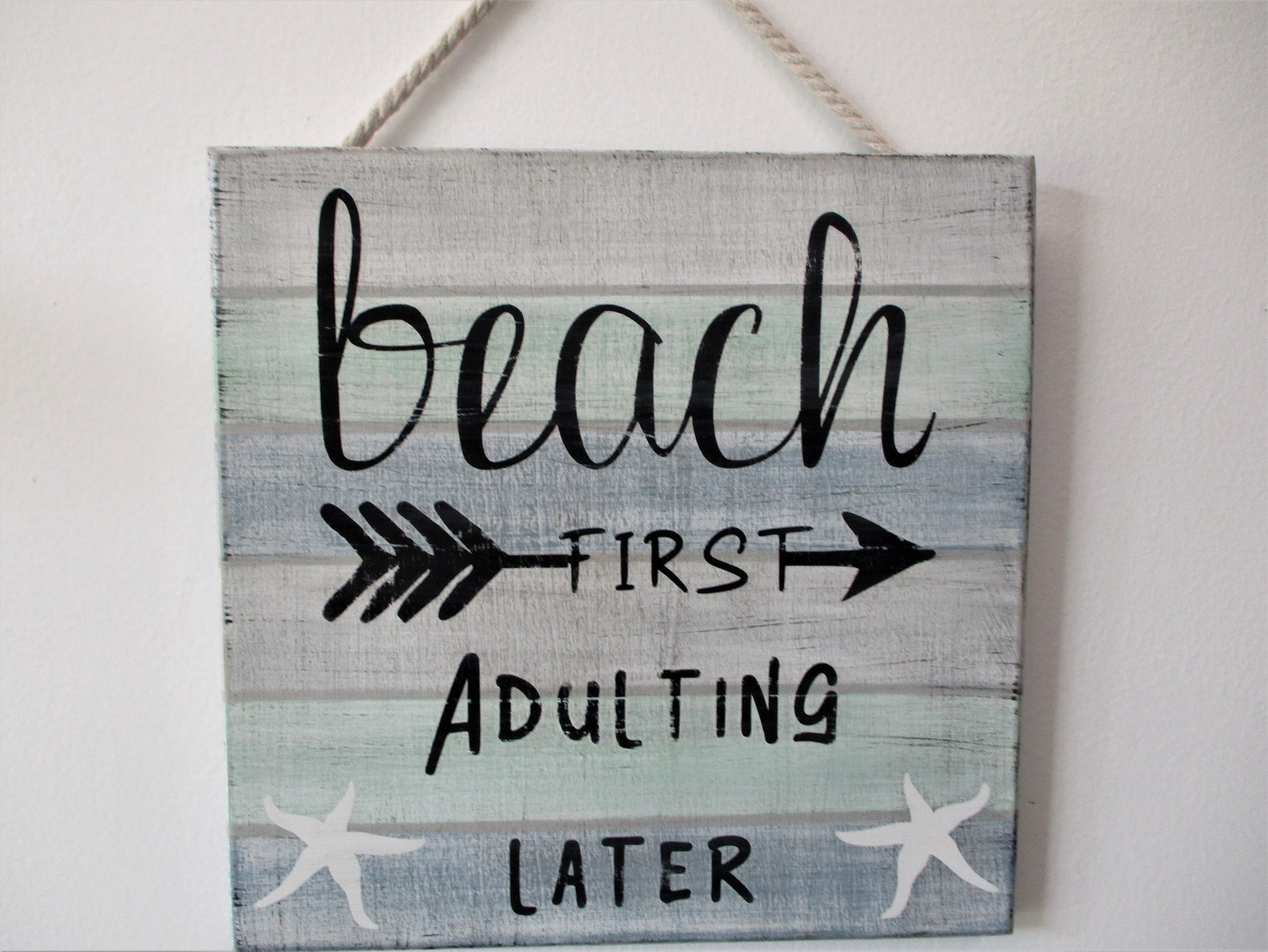 Beach First Adulting Later Wooden Sign Beach House Decor | Etsy