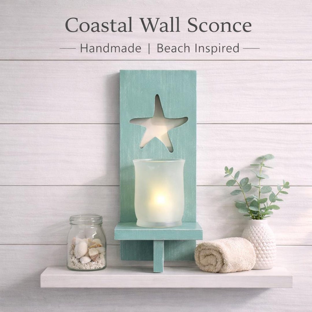 Coastal Candle Sconce-beach Wall Sconce-nautical Wall Decor-starfish ...