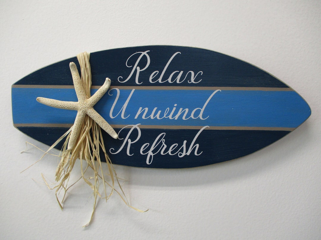 Relax Unwind Refresh Surfboard Sign, Beach Sign - Etsy