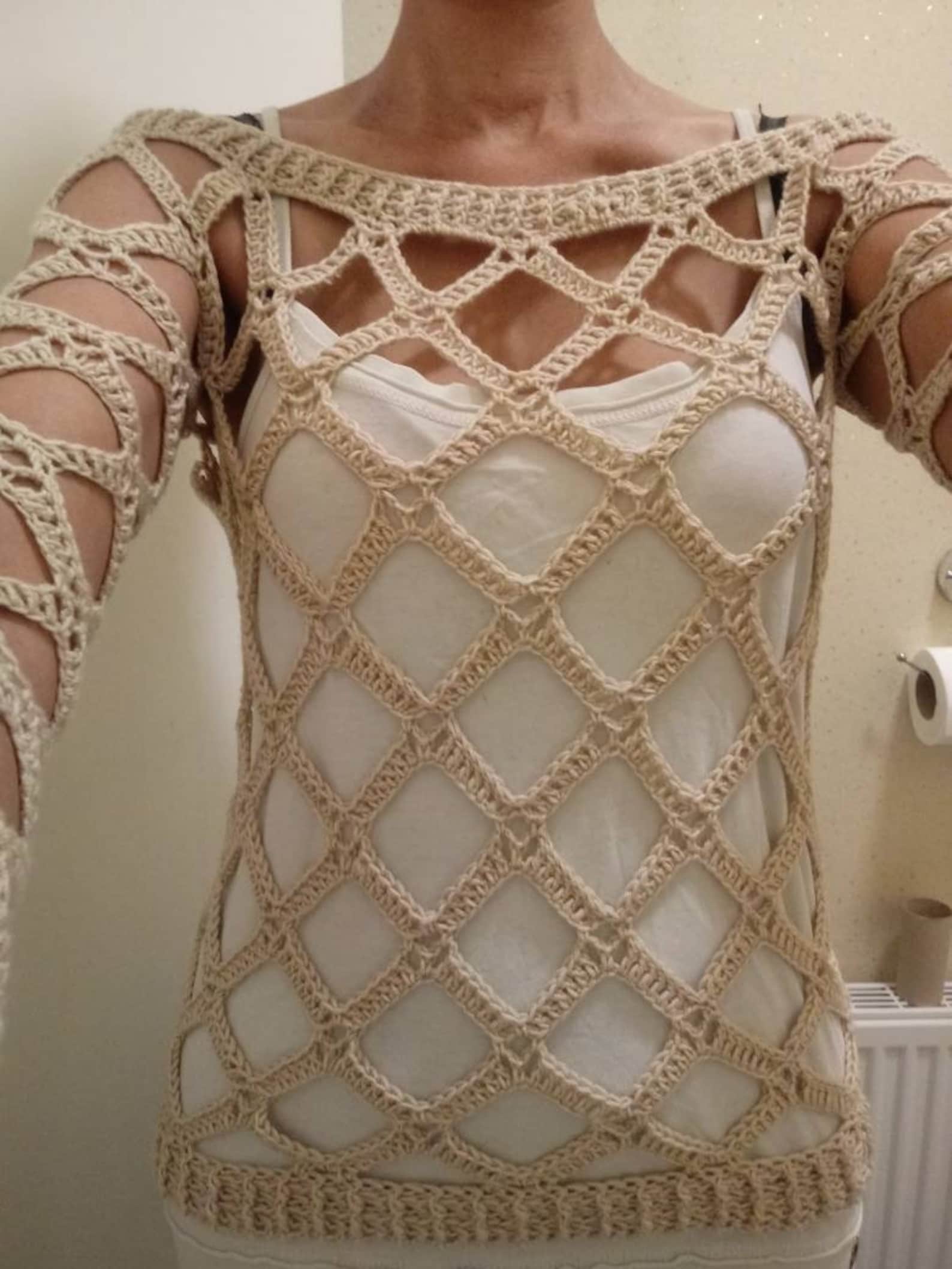 Crochet Grid Sweater - Etsy