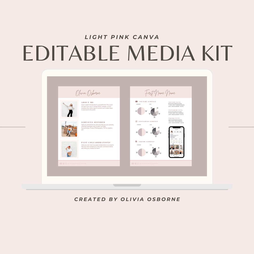 Light Pink Media Kit Template for Landing Brand Deals canva ...