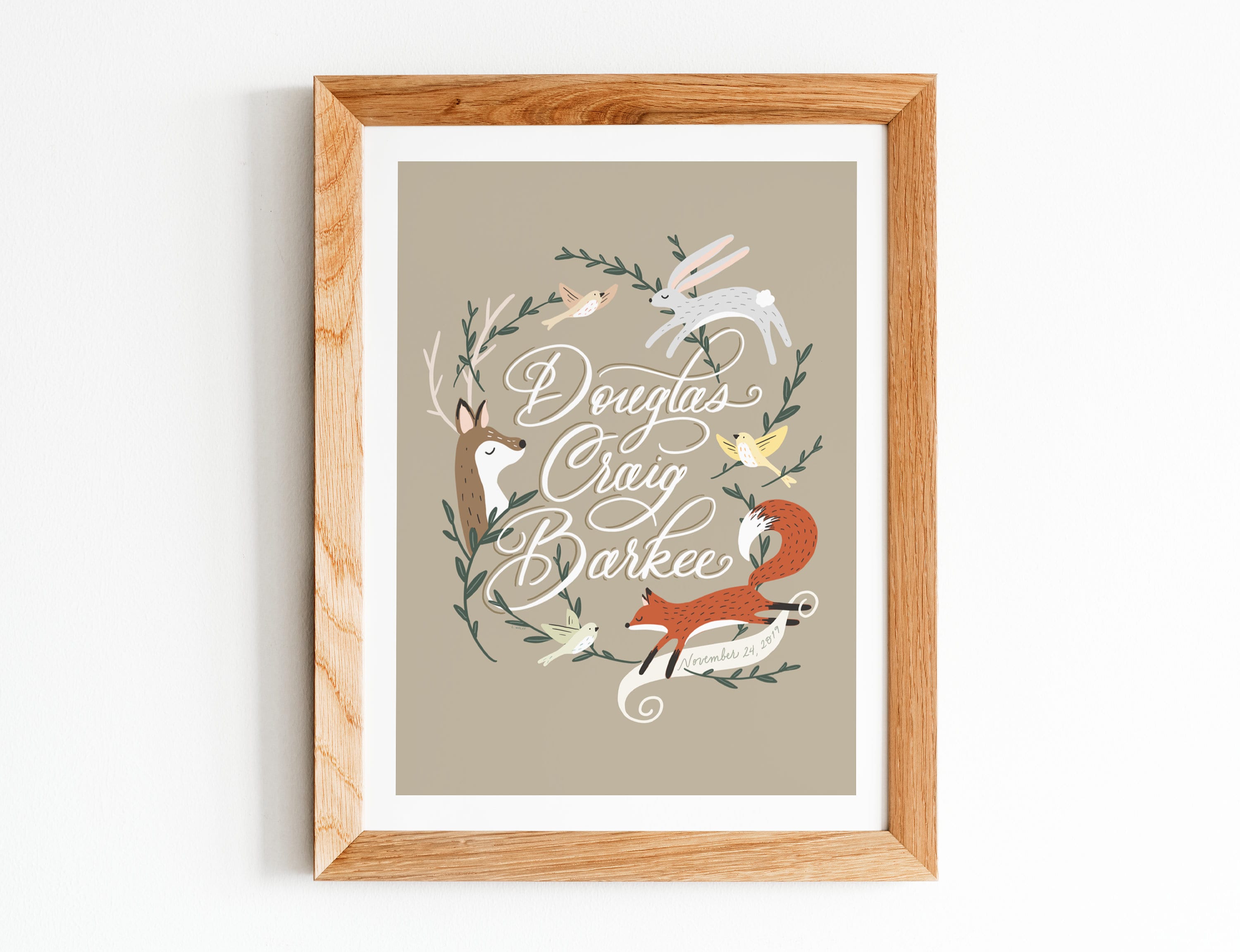 Printable - Personalized Woodland Animals Baby Name Print, Animal Baby ...