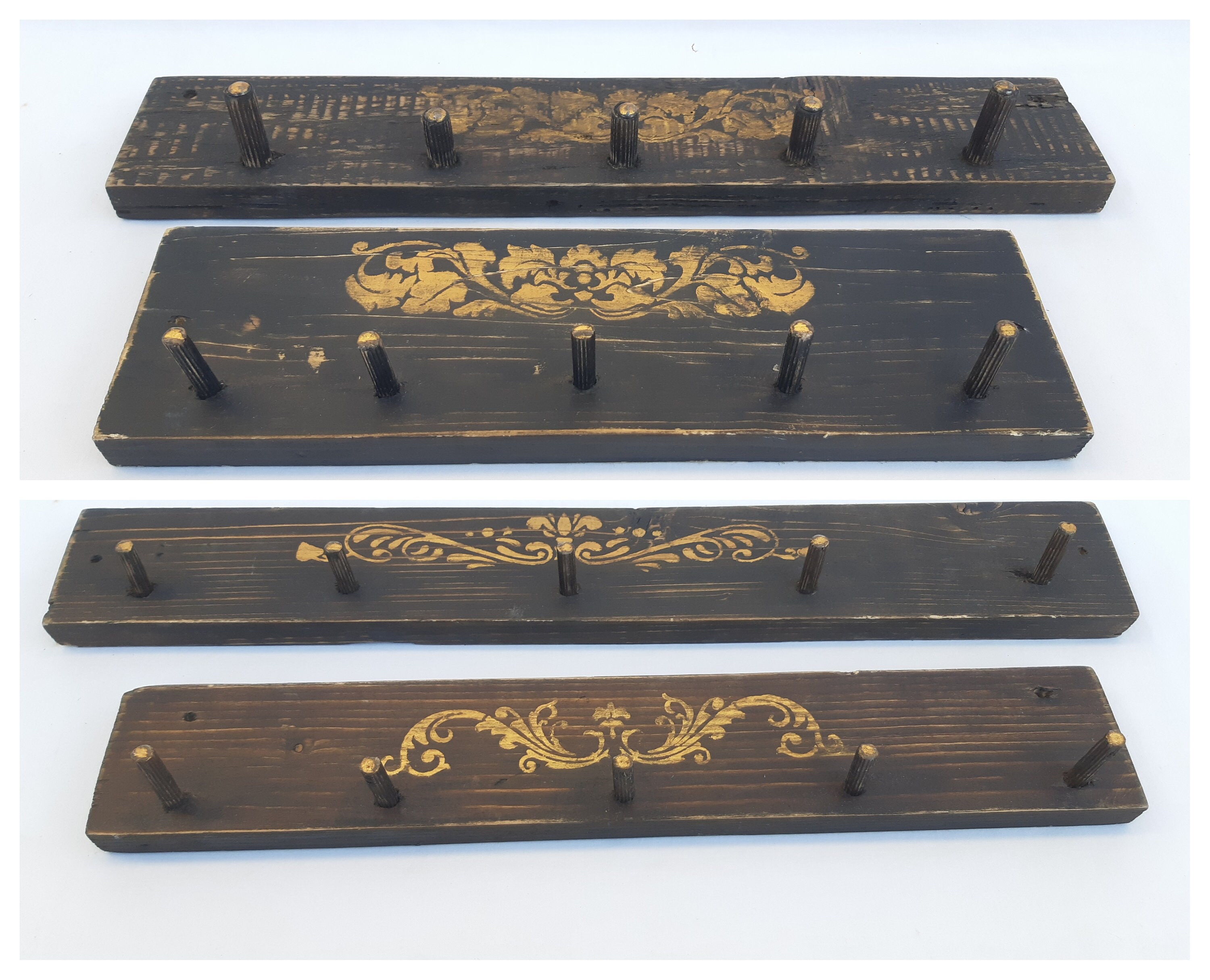 Antique Vintage Wooden Hat Coat Wall Racks 4 Pieces - Etsy