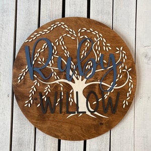 Willow Tree Theme Nursery Round Wooden Sign Personalized | Etsy