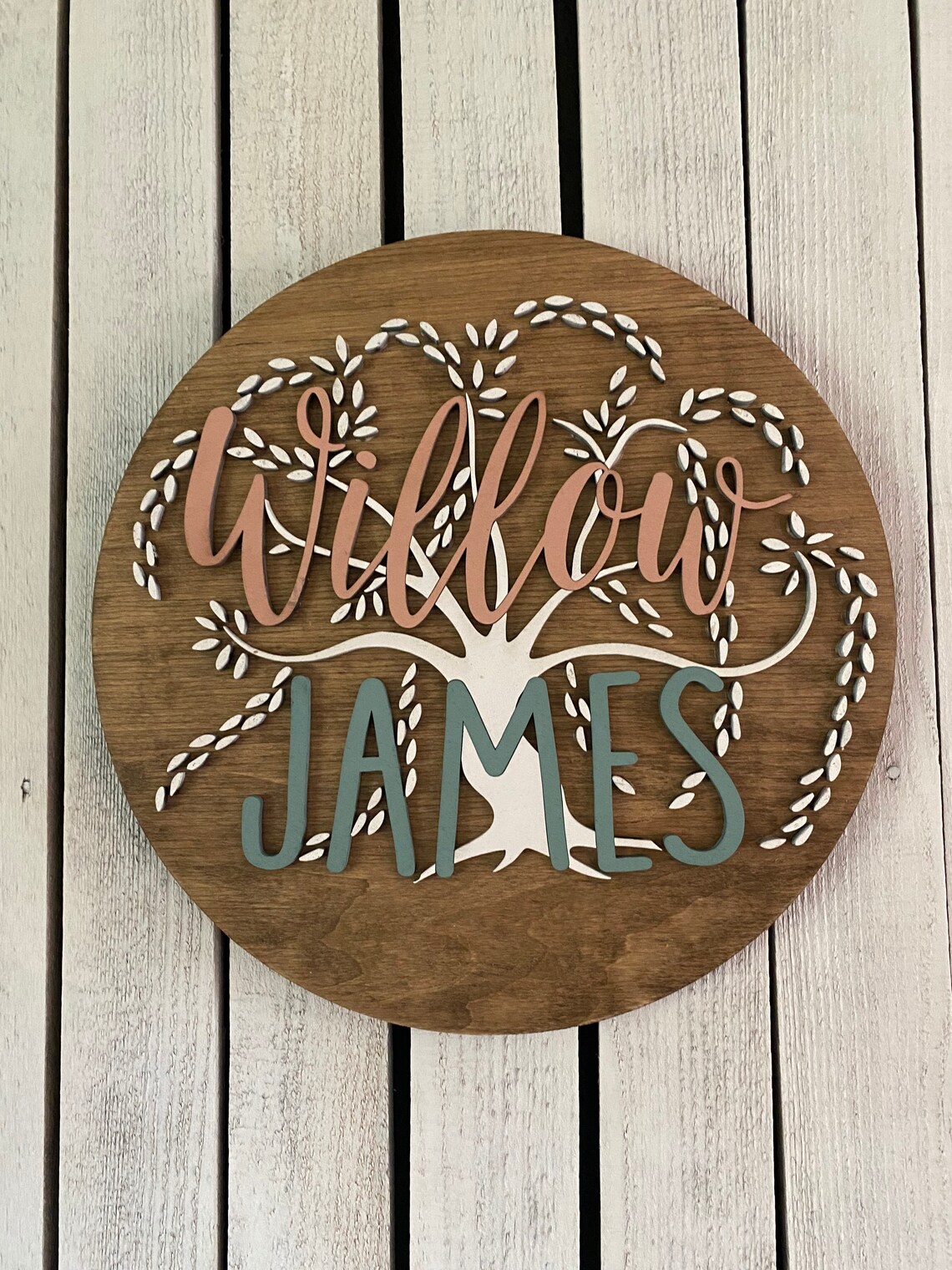 Willow Tree Theme Nursery Round Wooden Sign Personalized | Etsy