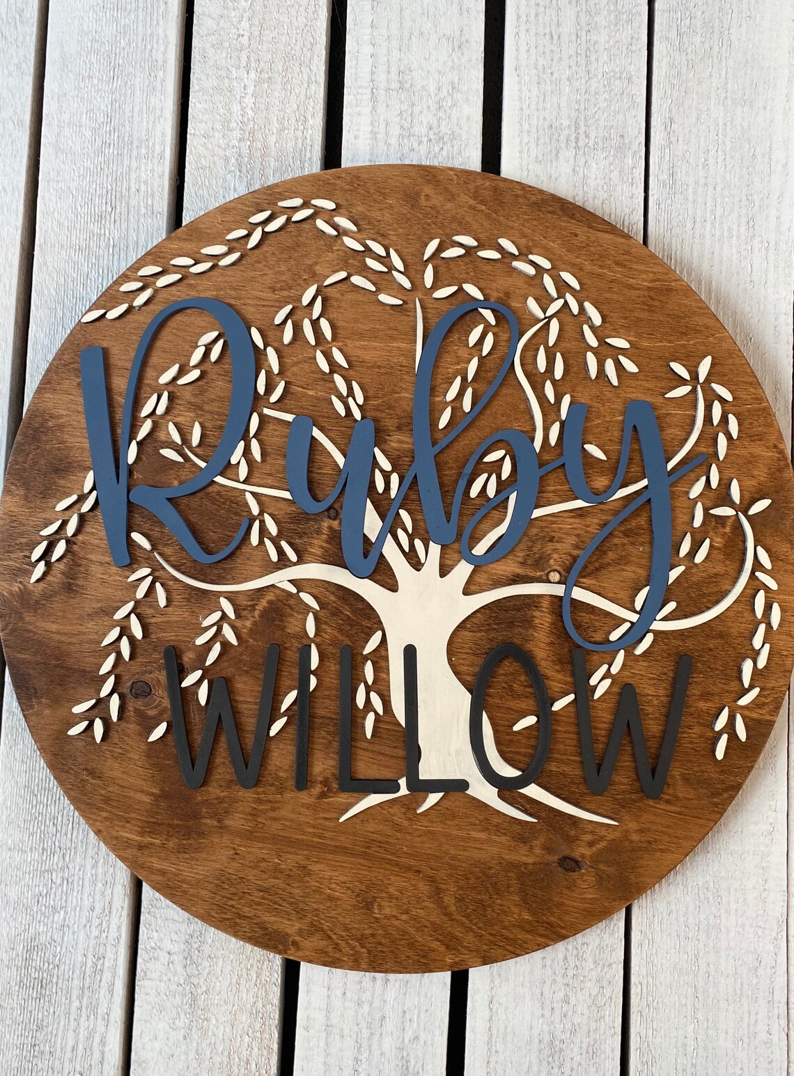 Willow Tree Theme Nursery Round Wooden Sign Personalized | Etsy
