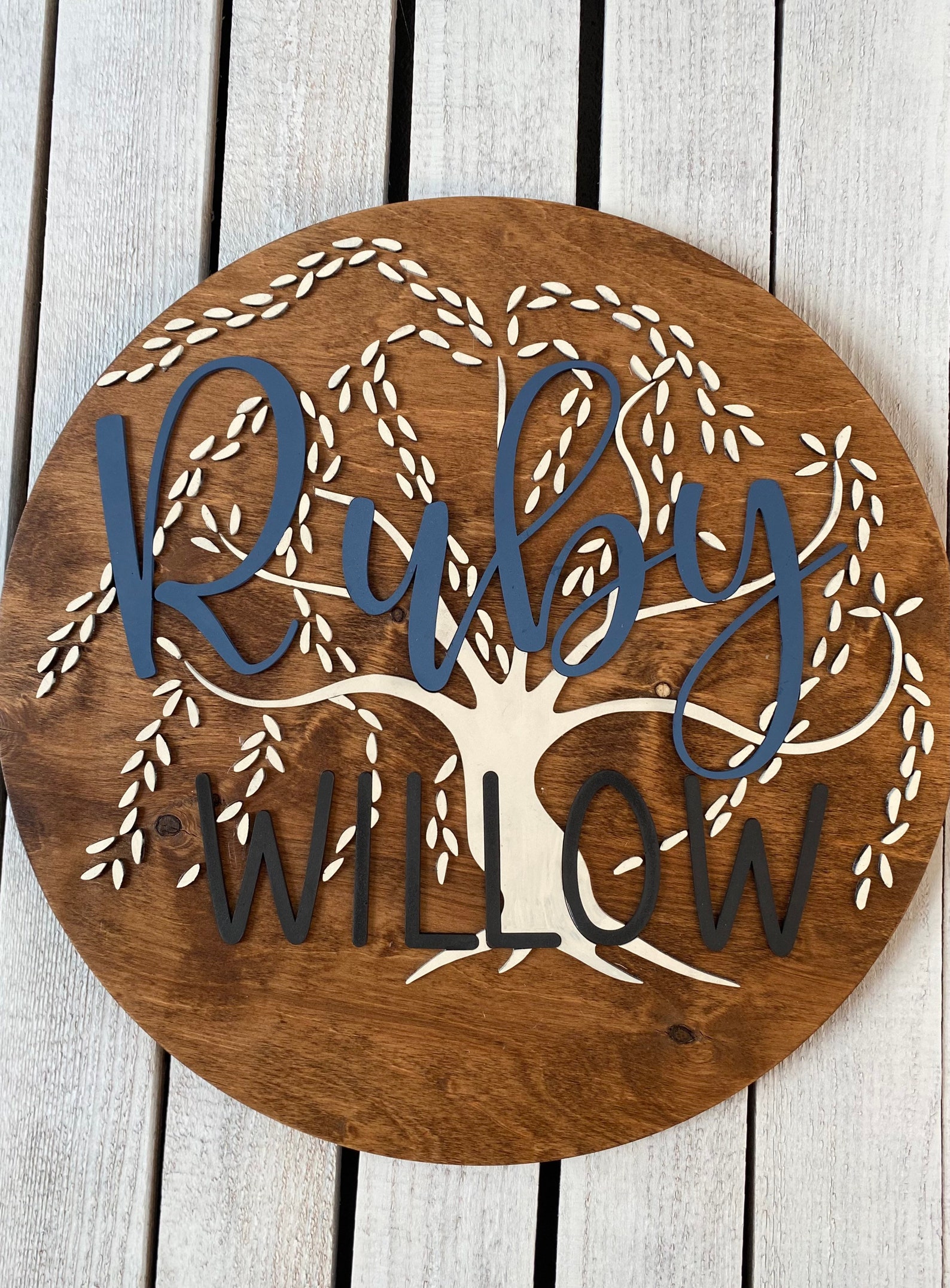 Willow Tree Theme Nursery Round Wooden Sign Personalized | Etsy