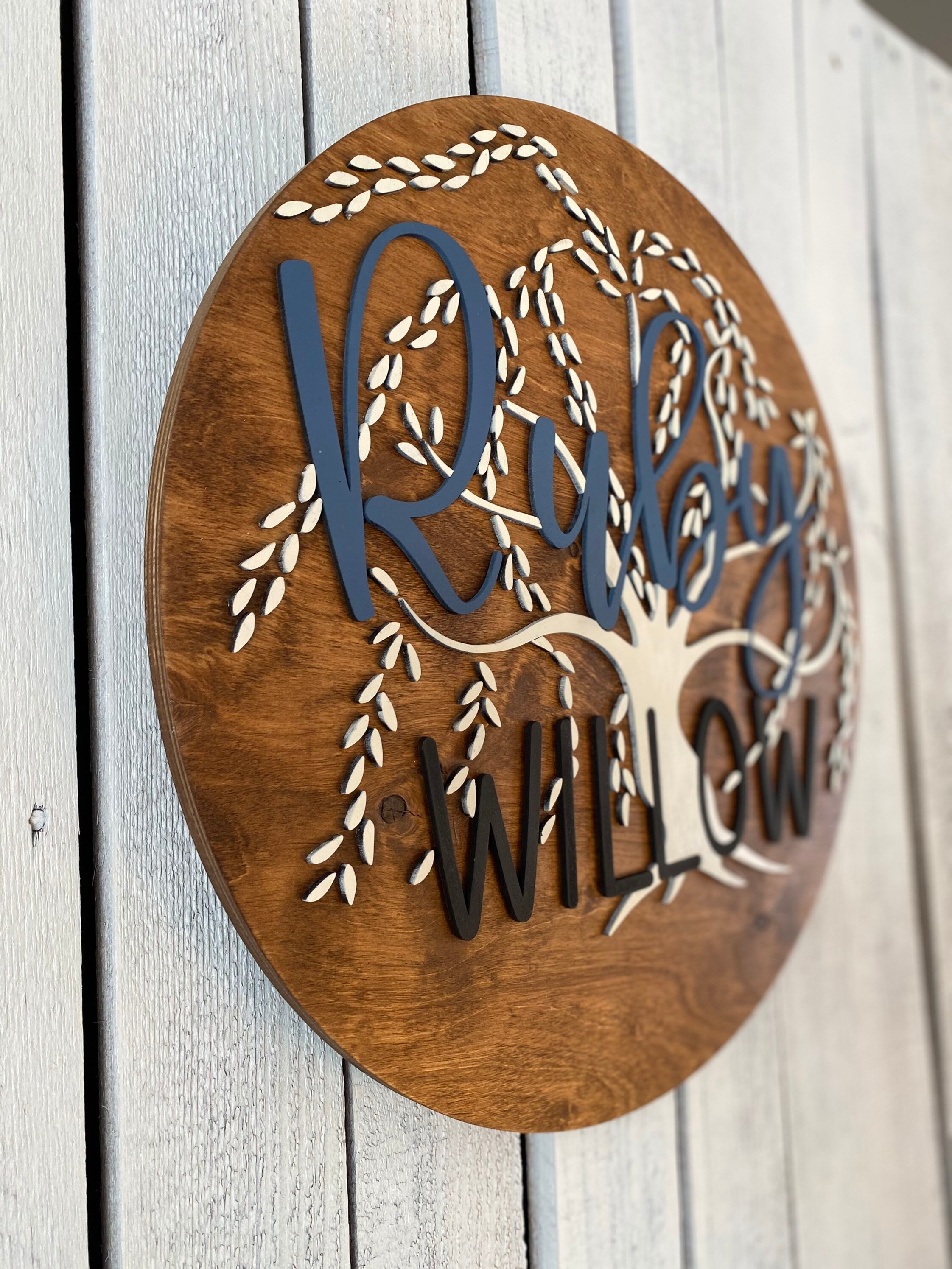 Willow Tree Theme Nursery Round Wooden Sign Personalized | Etsy