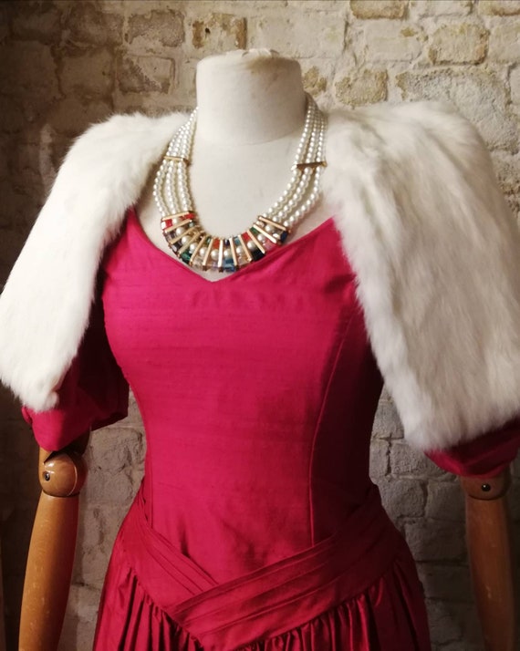 1980s Vintage Neon Pink Princess Diana Ball Dress Puf… - Gem