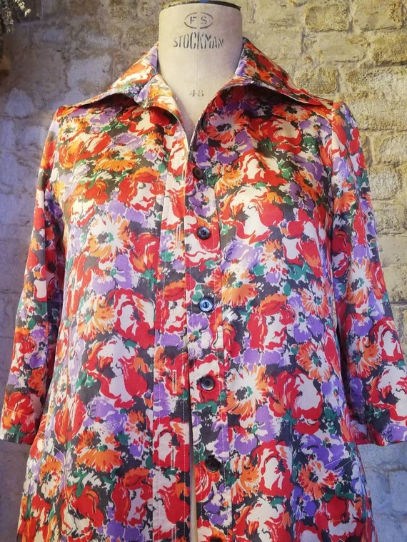 Vintage Wallis Volup Silky 1970s Long Blouse/Shirt D… - Gem