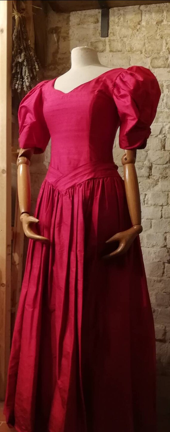 1980s Vintage Neon Pink Princess Diana Ball Dress Puf… - Gem