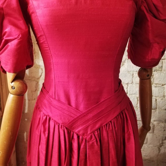 1980s Vintage Neon Pink Princess Diana Ball Dress Puf… - Gem