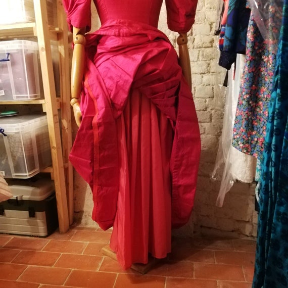 1980s Vintage Neon Pink Princess Diana Ball Dress Puf… - Gem