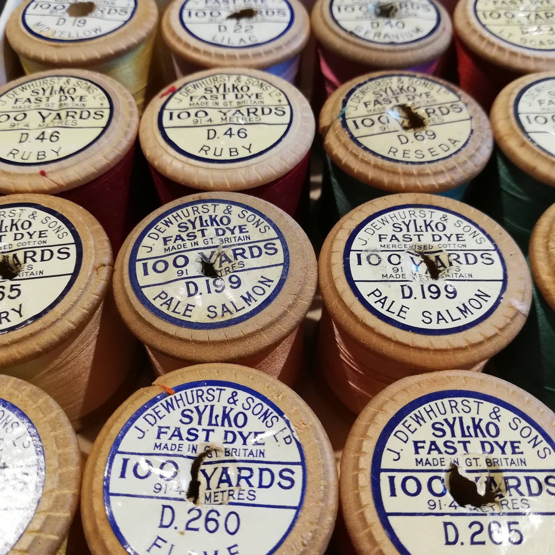 Vintage Antique Dewhurst's Sylko Threads, Wooden Reels, Spools Bobbins ...
