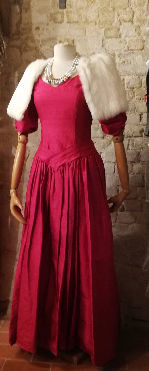 1980s Vintage Neon Pink Princess Diana Ball Dress Puf… - Gem