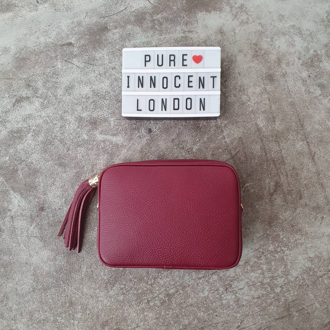 Ruby Red Burgundy Plum Mulberry Side Tassel Leather Camera Bag ...