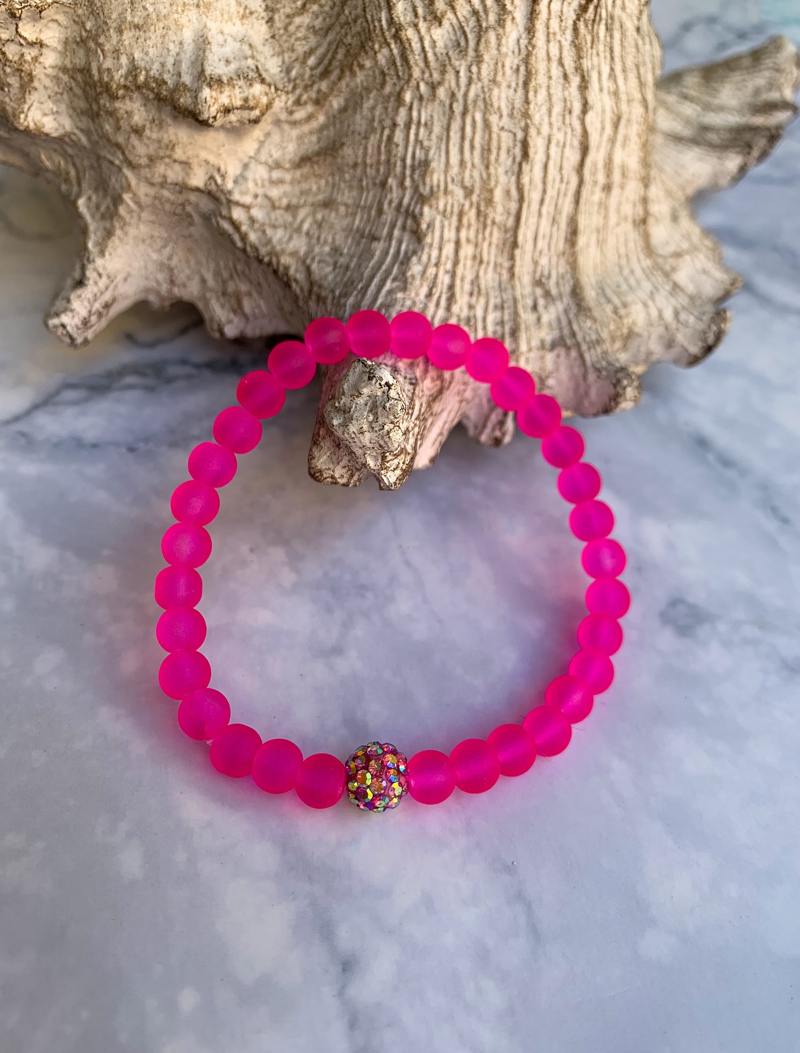 Hot Pink Diamond Charm Stretch Bracelet Stack Rhinestone - Etsy