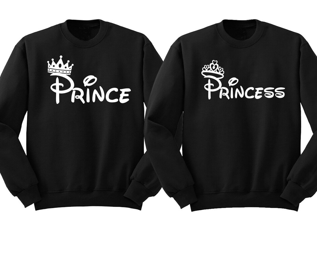 Prince Princess White Fashion Style CREWNECK Broken Heart Love Couple ...