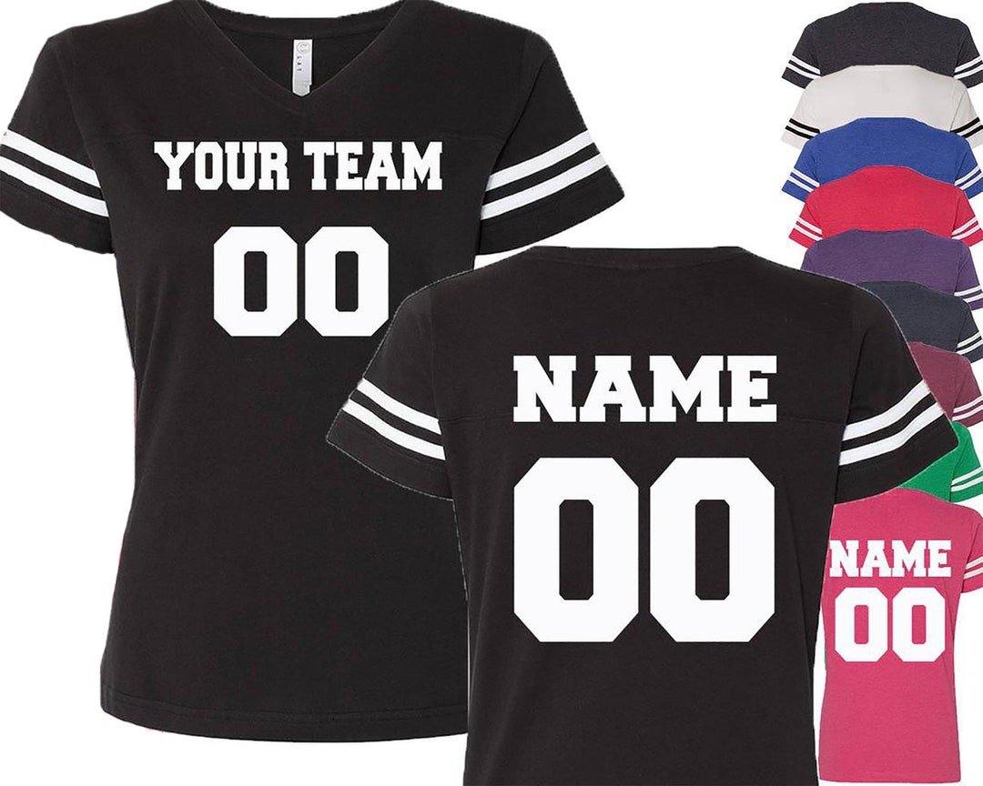 Personalized Team Number Jersey, Women Short Sleeves V-neck, Custom ...