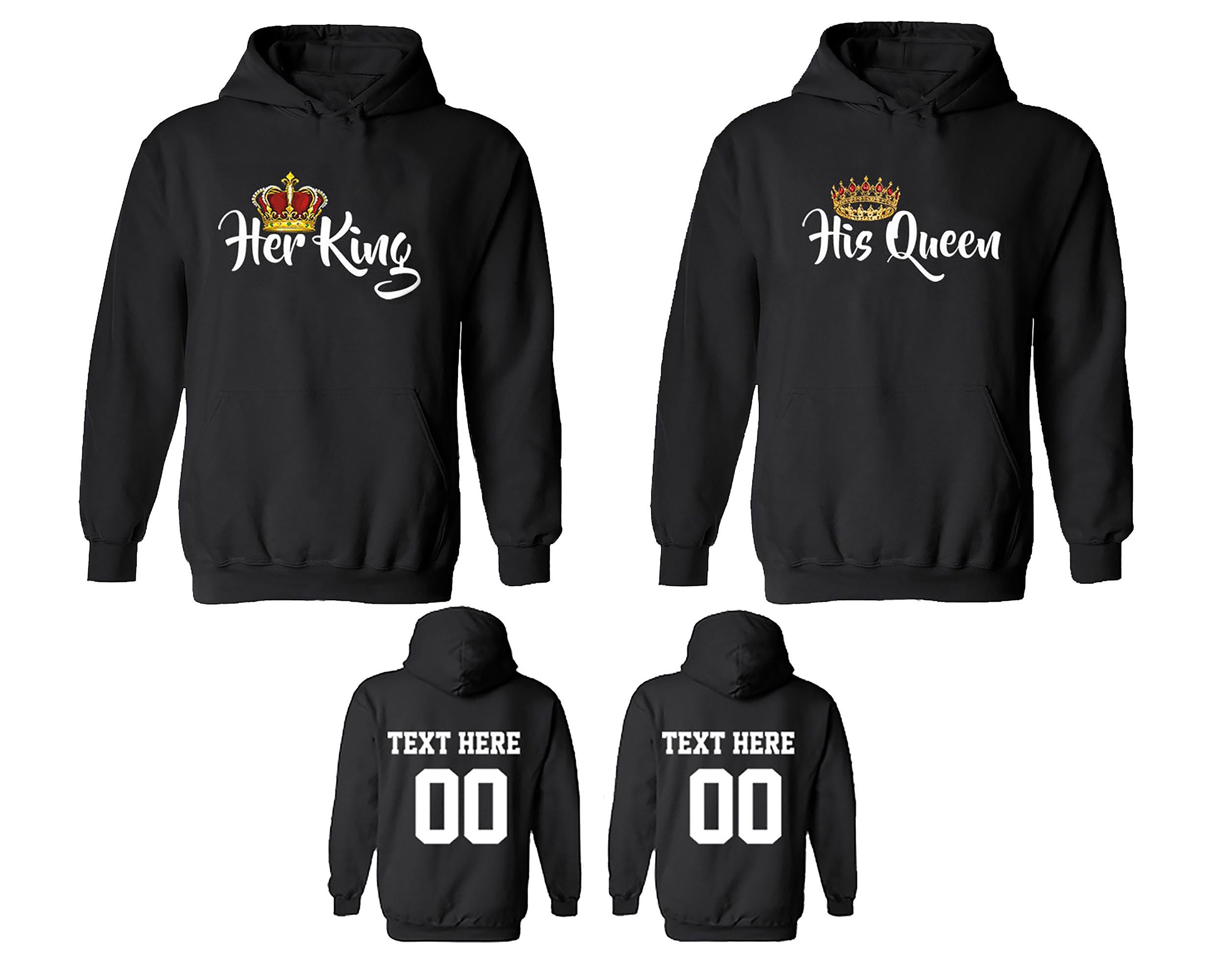 Crown Her King His Queen Unisex Couple Matching Hoodie Etsy