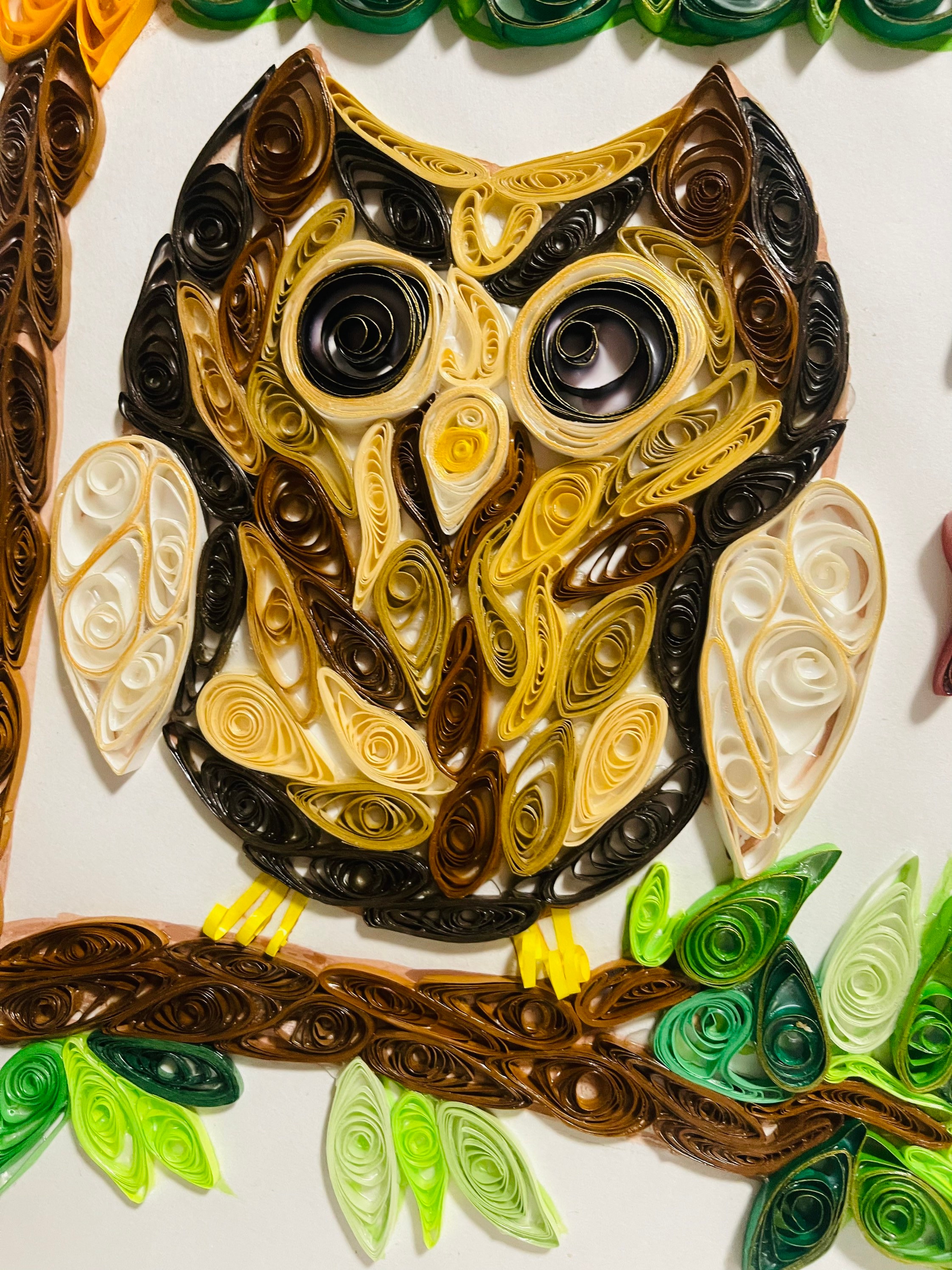Handcrafted Quilled Paper Art Shades of Brown Owl Wall Paper Art Framed ...