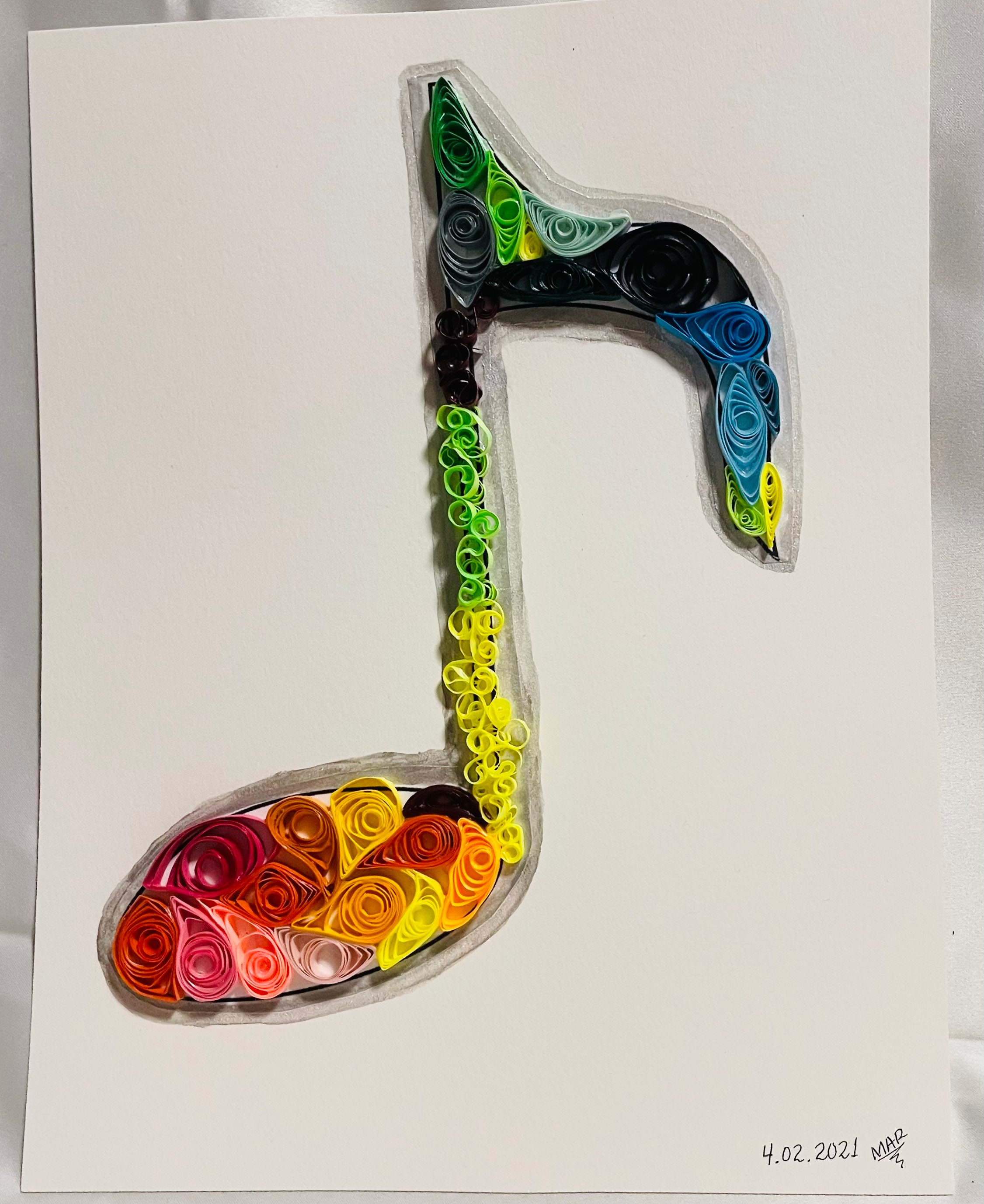 Handcrafted Quilled Paper Art Rainbow Quaver Musical Note Wall Paper ...