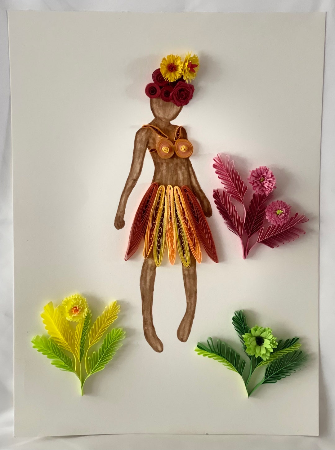Handcrafted Hawaiian Lady Quilling Paper Art Wall Paper Art - Etsy