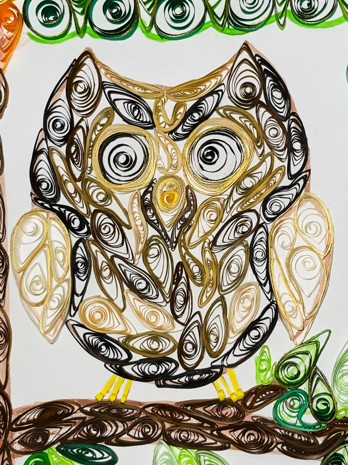 Handcrafted Quilled Paper Art Shades of Brown Owl Wall Paper | Etsy