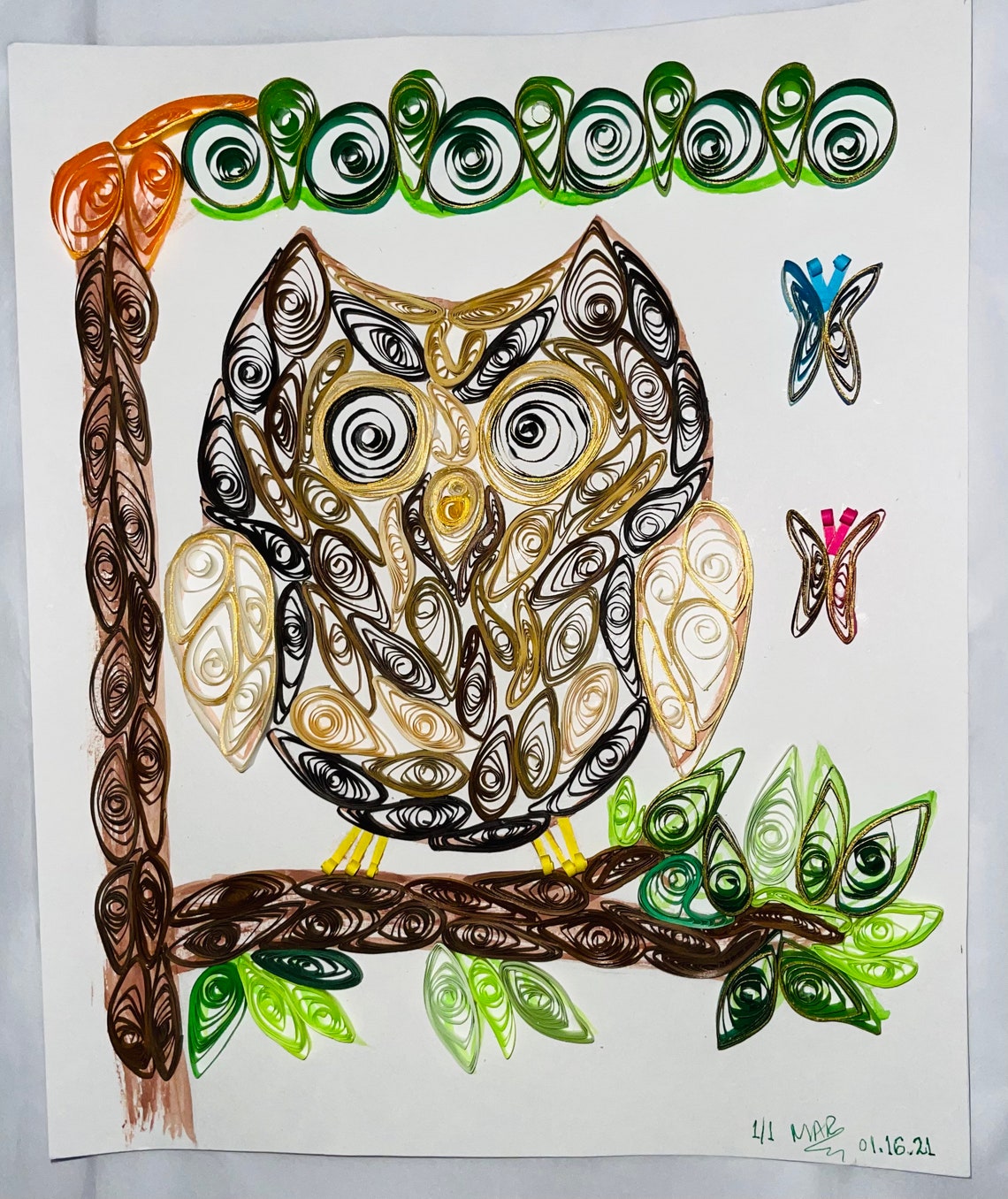 Handcrafted Quilled Paper Art Shades of Brown Owl Wall Paper | Etsy