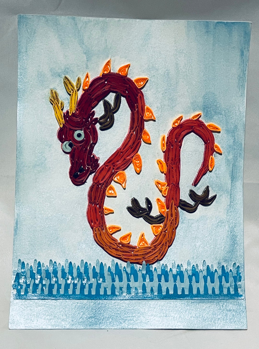 Handcrafted Quilled Paper Art Red Dragon Wall Paper Art - Etsy
