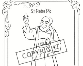 Padre Pio Coloring - Etsy