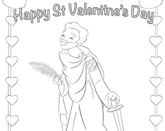 St Valentine Coloring Page - Etsy