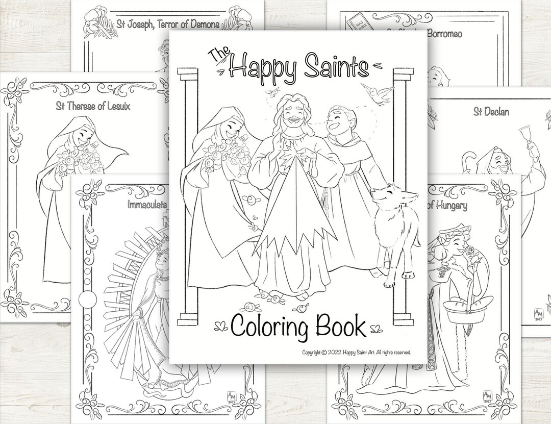 Happy Saint Coloring Book, Multiple Coloring Sheets, Religious Material ...