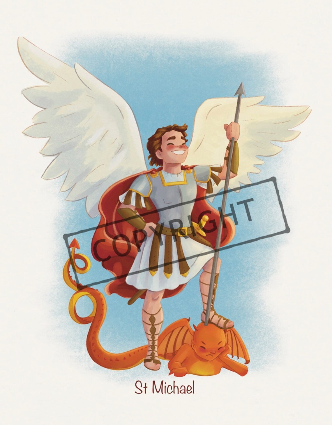 St. Michael the Archangel Happy Saint Catholic Art and Gift - Etsy
